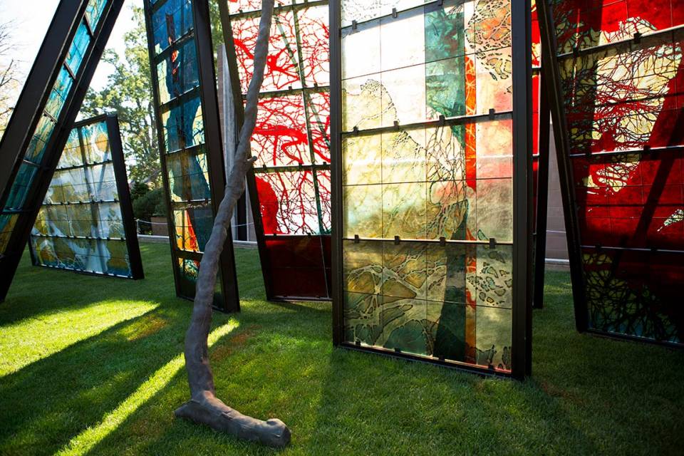 Major new campus sculpture uses glass and metal to evoke nature