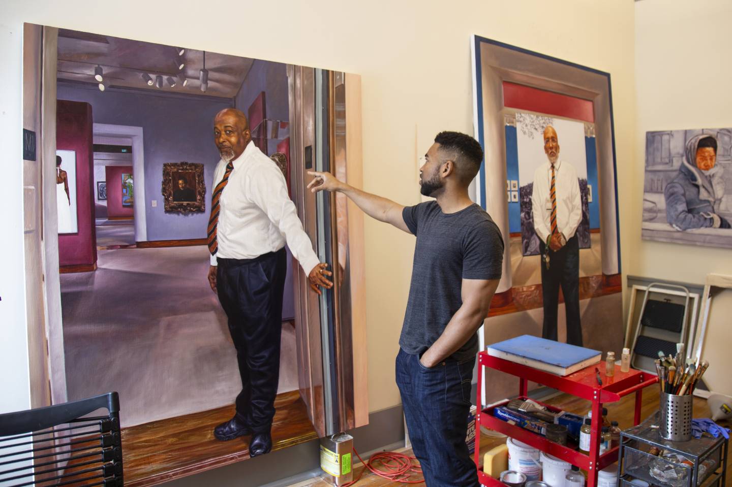 'A Fellow at Work': Artist Mario Moore's work presents black campus ...