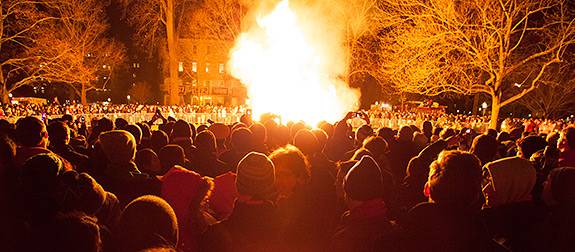 Bonfire celebrating Princeton football victories lights up cold ...
