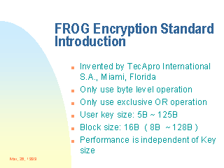 FROG Encryption Standard Introduction
